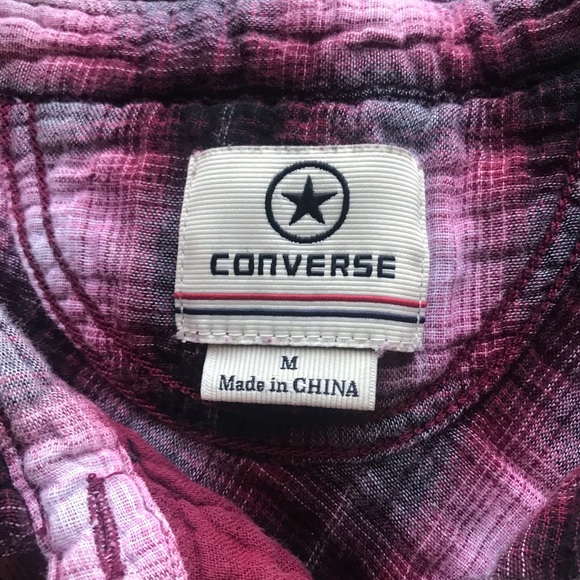 Converse | Tops | Converse Womens Pink Buttondown Thin Flannel | Poshmark